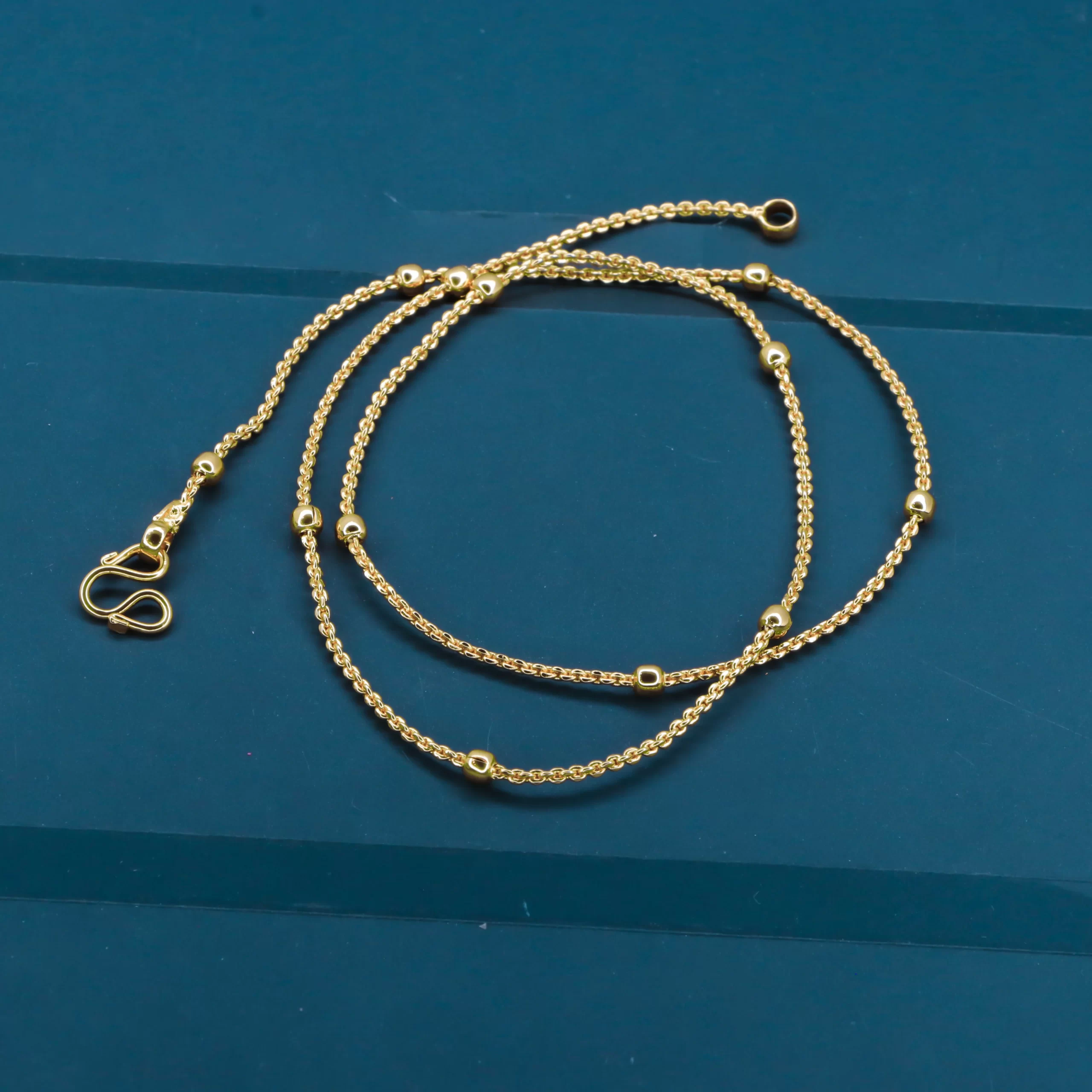 Gold finish Link chain with Ball design 18" | RC Akshaya